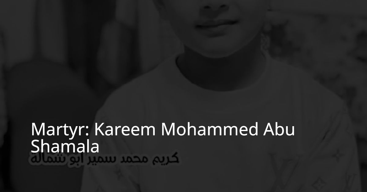 Martyr: Kareem Mohammed Abu Shamala - ourgaza.com