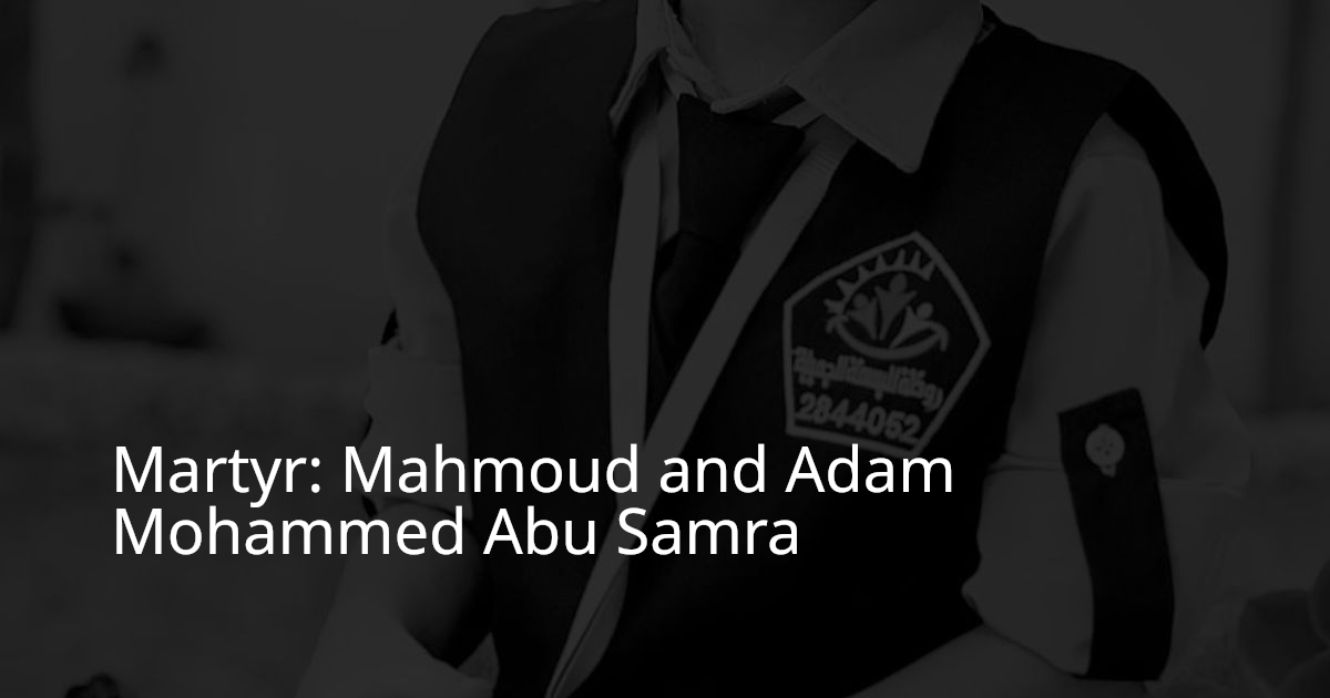 Martyr: Mahmoud and Adam Mohammed Abu Samra - ourgaza.com